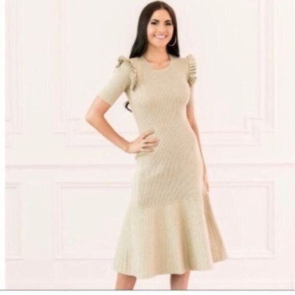 Rachel Parcell | Dresses | Rachel Parcell Parisian Style Tan Ribbed ...